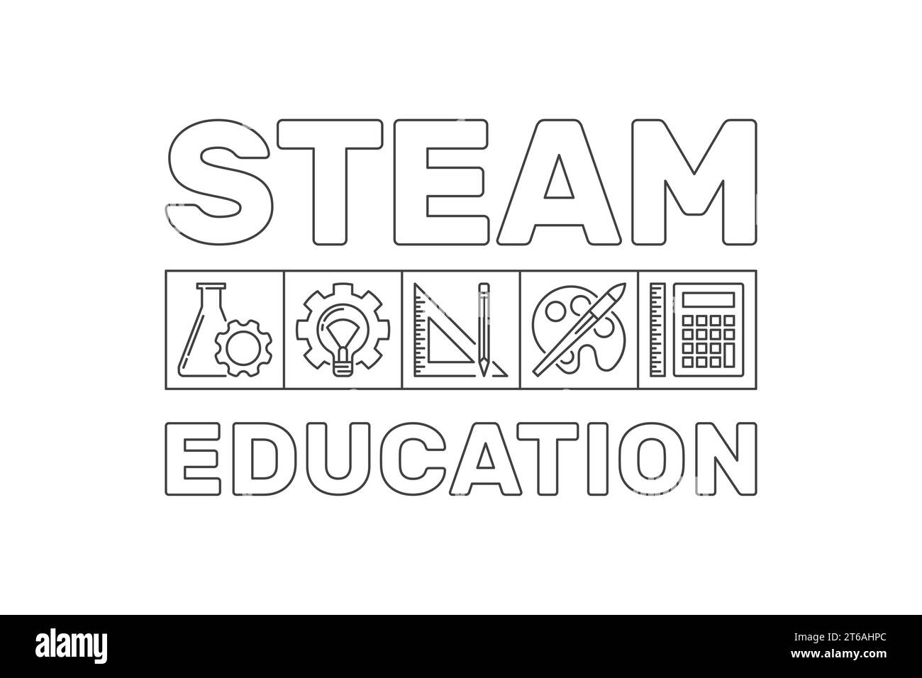STEAM Education vector concept minimal banner or illustration in thin ...