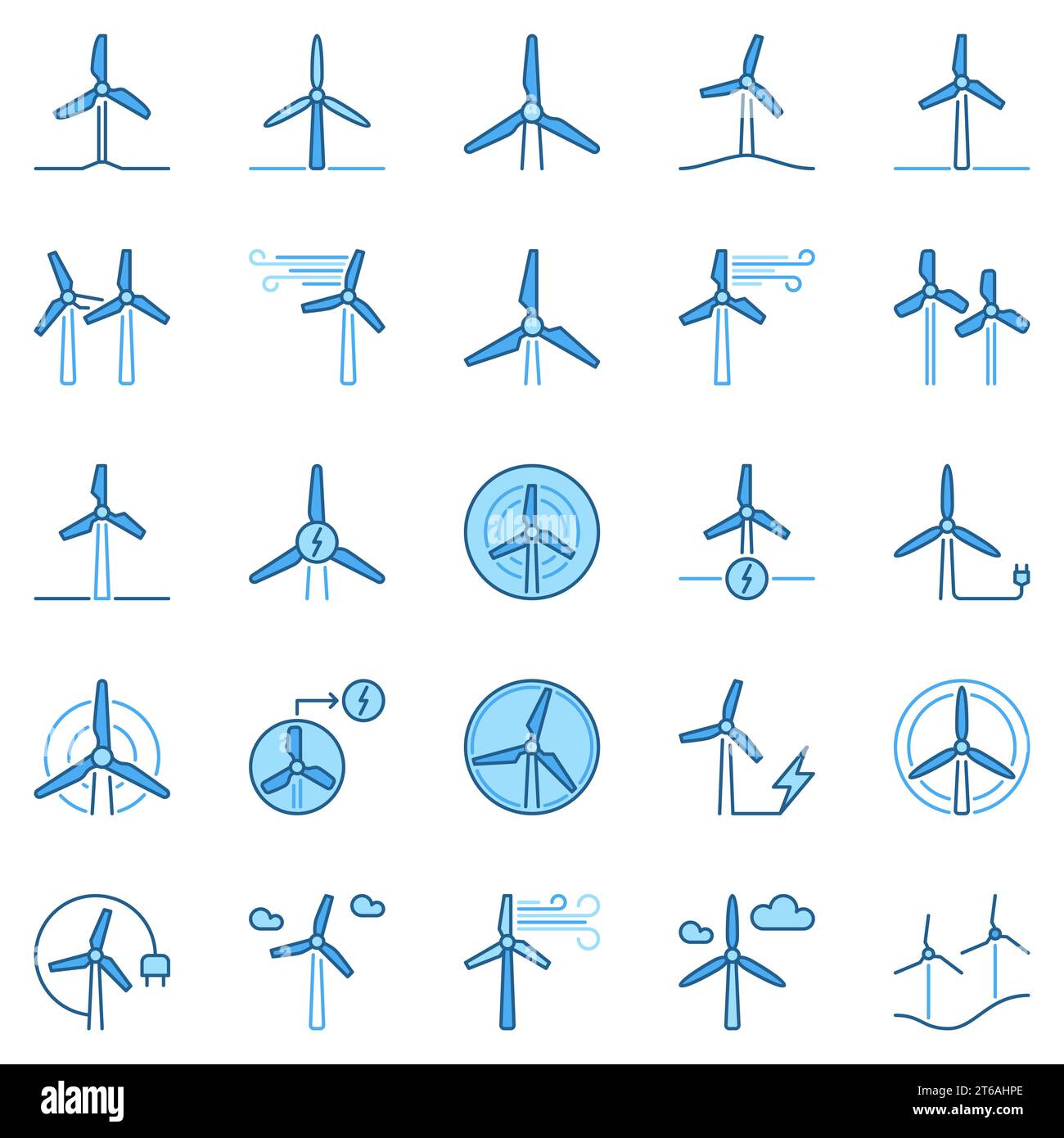 Wind Turbine colored icons. Vector Wind Power creative signs or design ...
