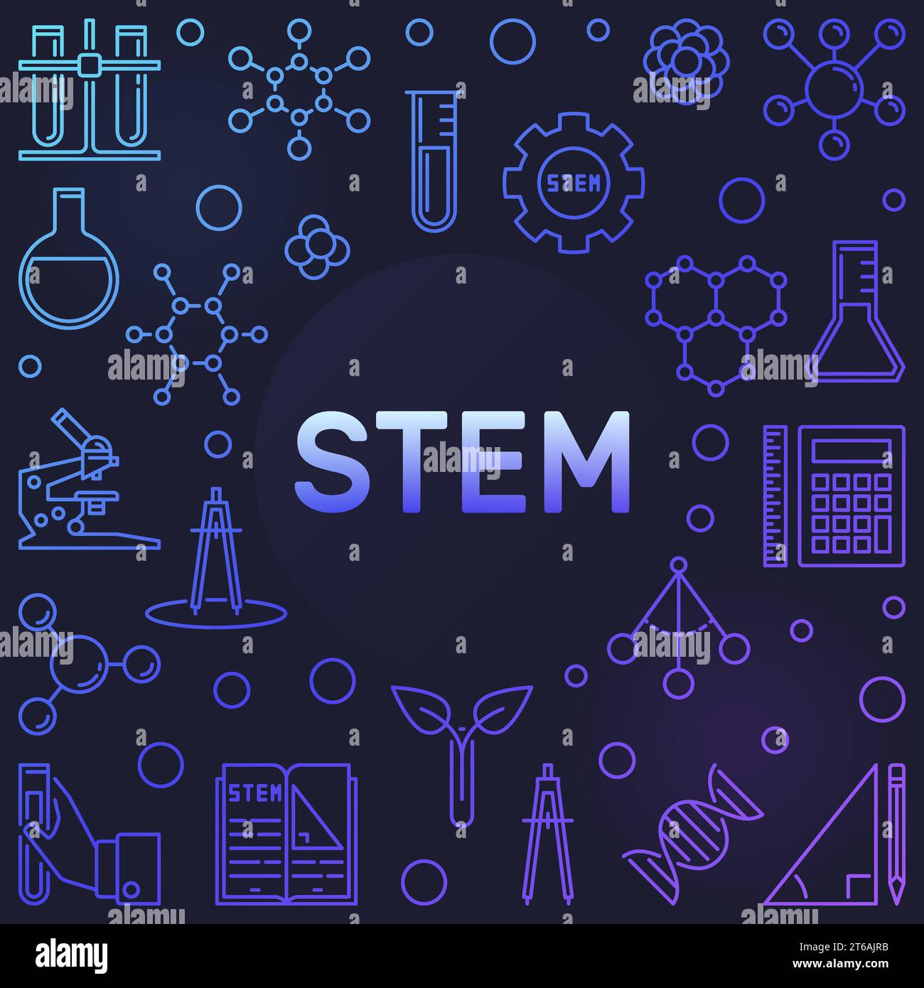 STEM colored illustration in thin line style. Vector Science ...