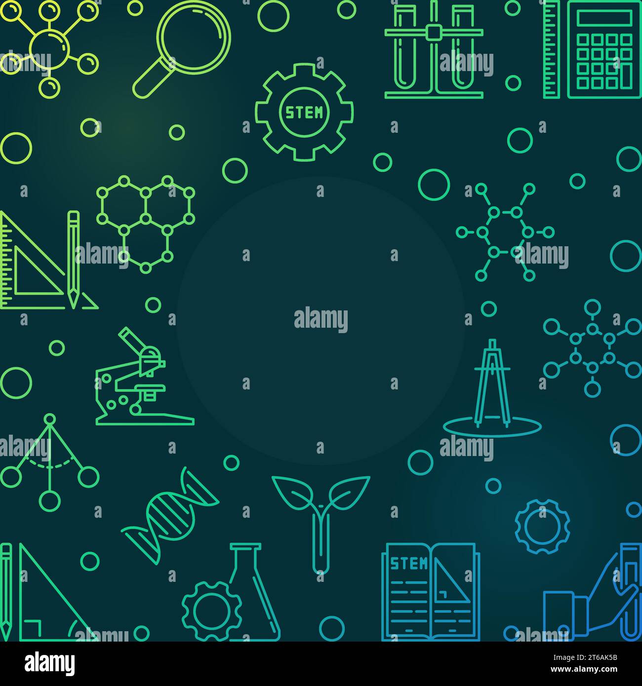 STEM Education vector concept outline colored frame or illustration on ...