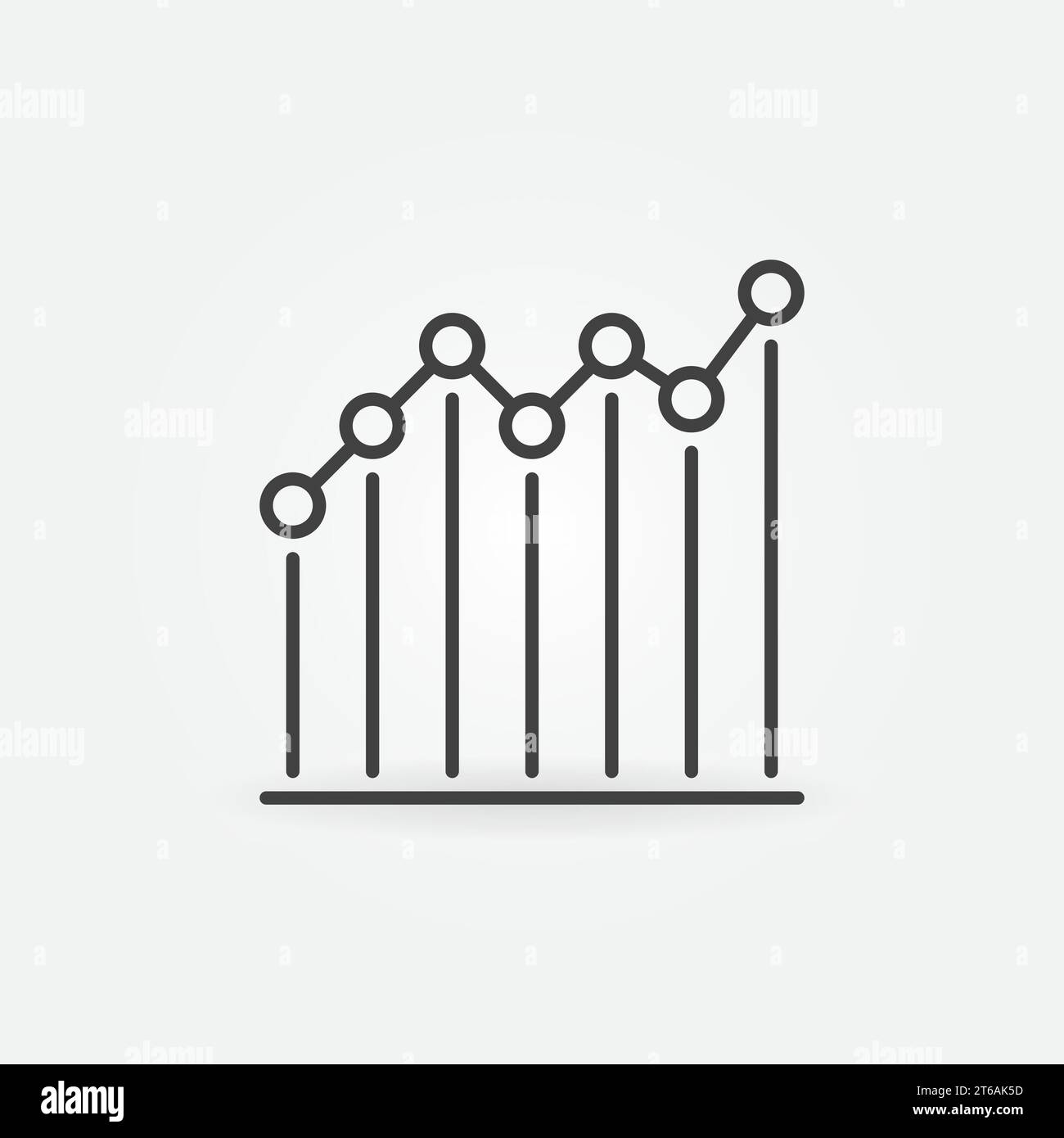 Line Chart with Circles outline vector concept minimal icon or design ...