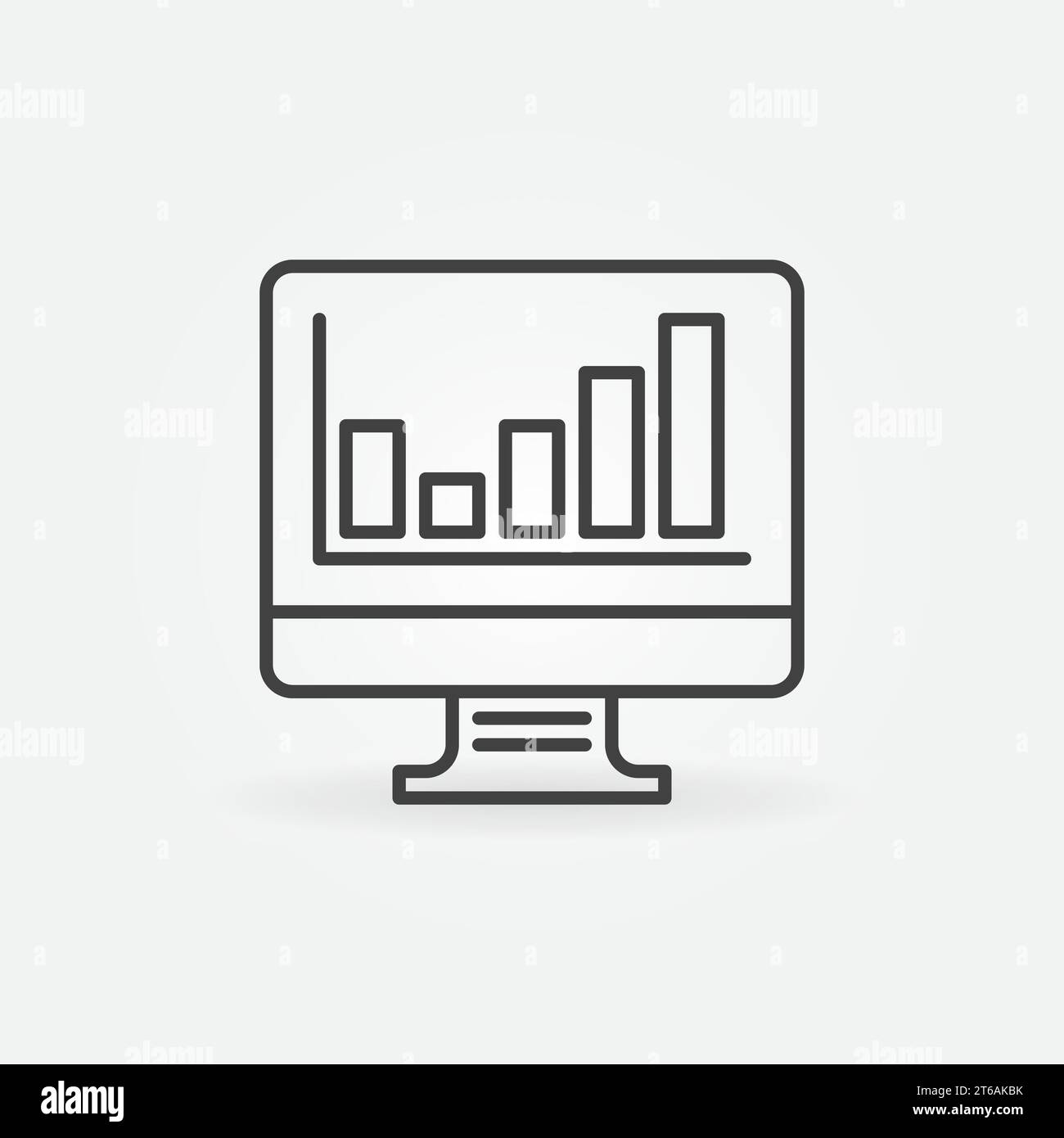 Computer Display with Bar Chart linear icon. Vector Analytics concept ...
