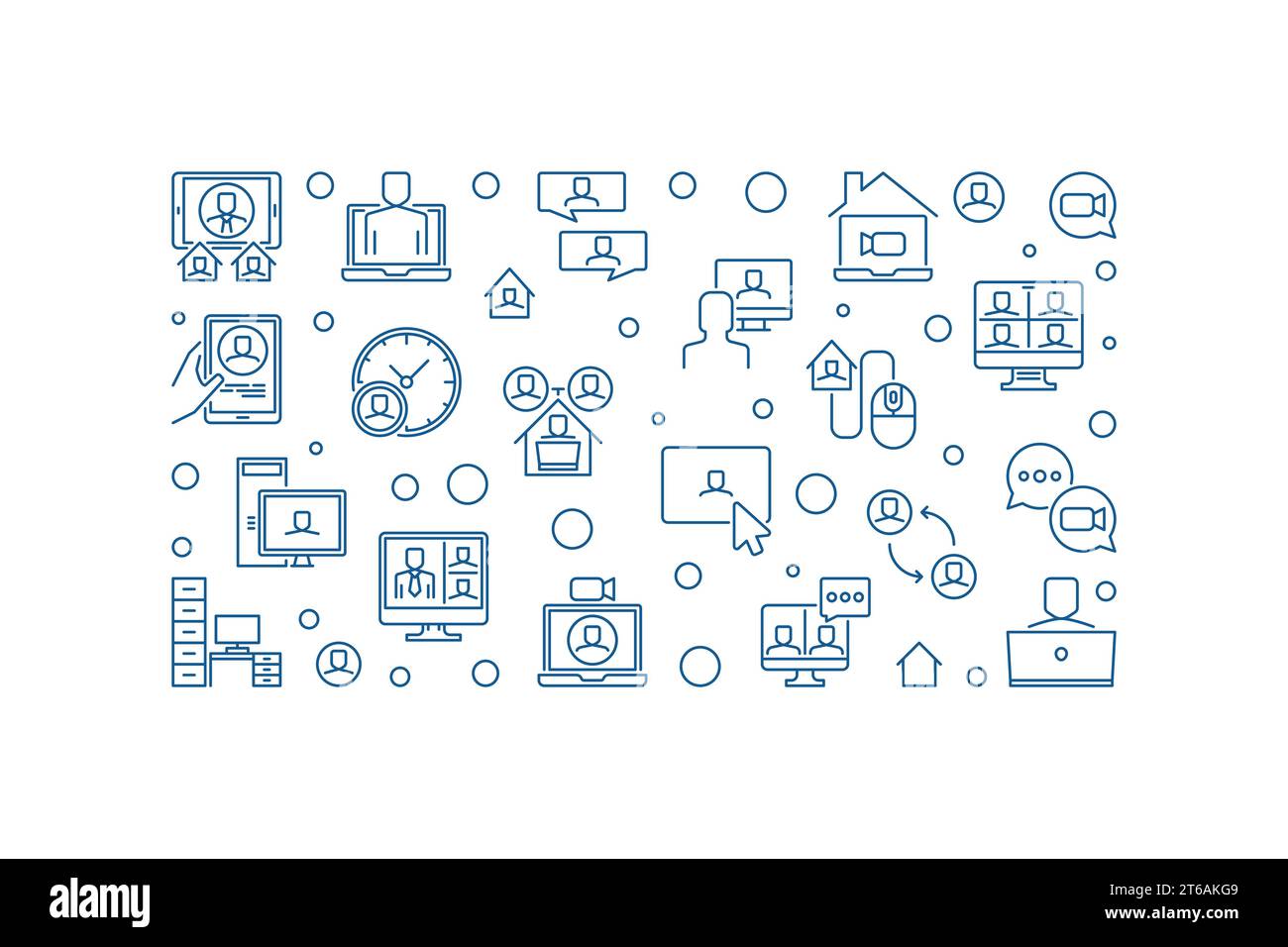 Video Conference outline horizontal banner - vector Online Conference ...