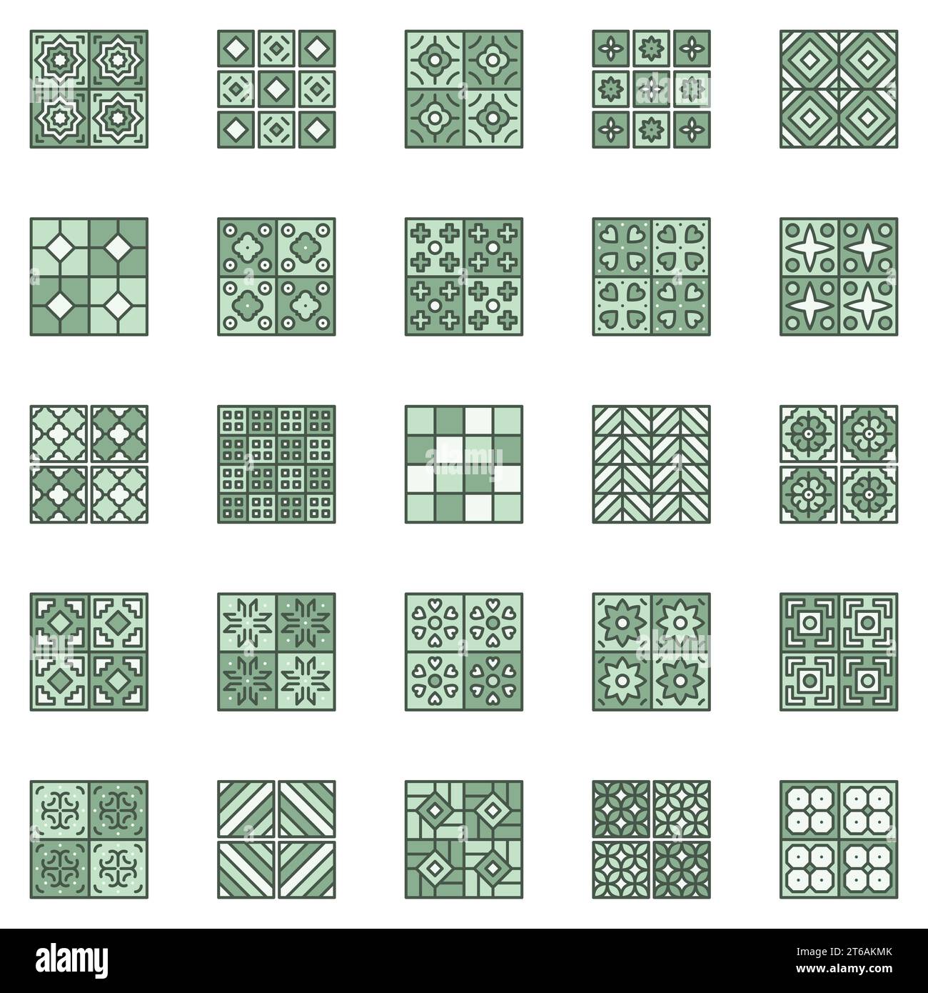 Ceramic Tiles colored icon set. Vector collection of floor and wall ...