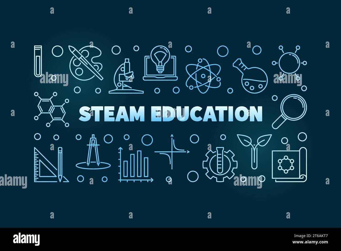 STEAM Education vector concept blue linear Science, Technology ...