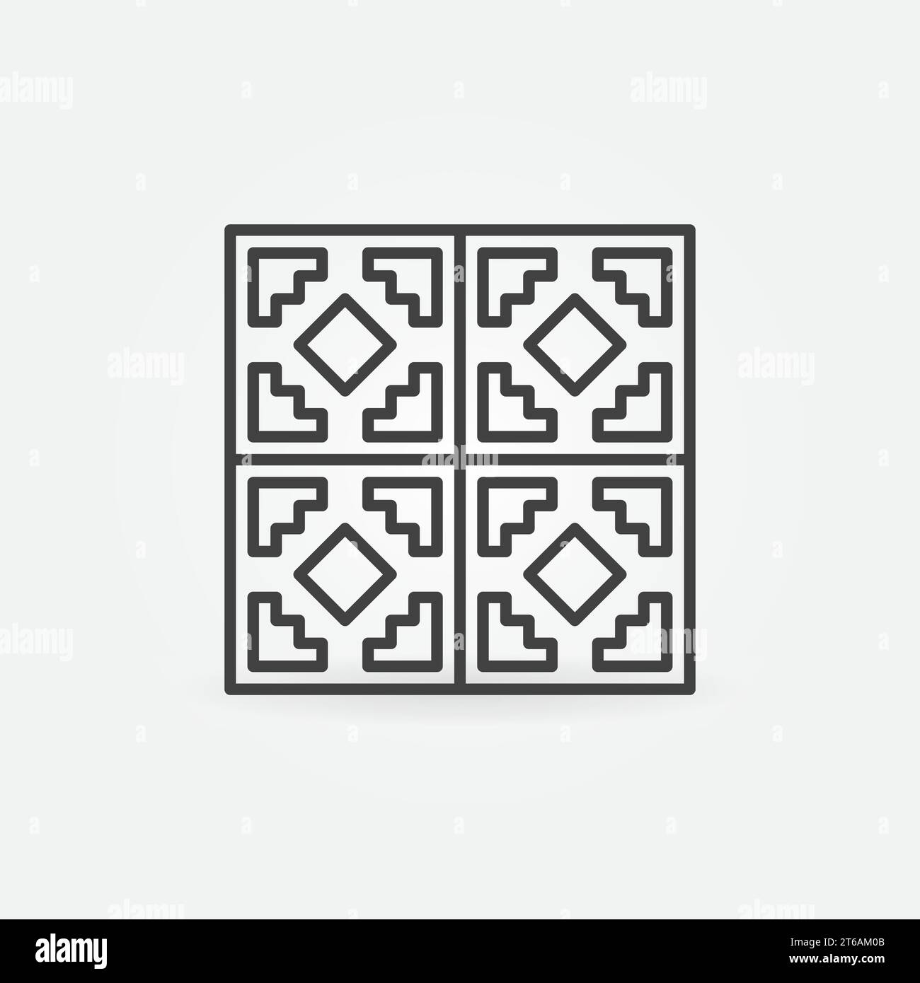 Ceramic Tile with Geometric Texture outline vector concept icon or ...