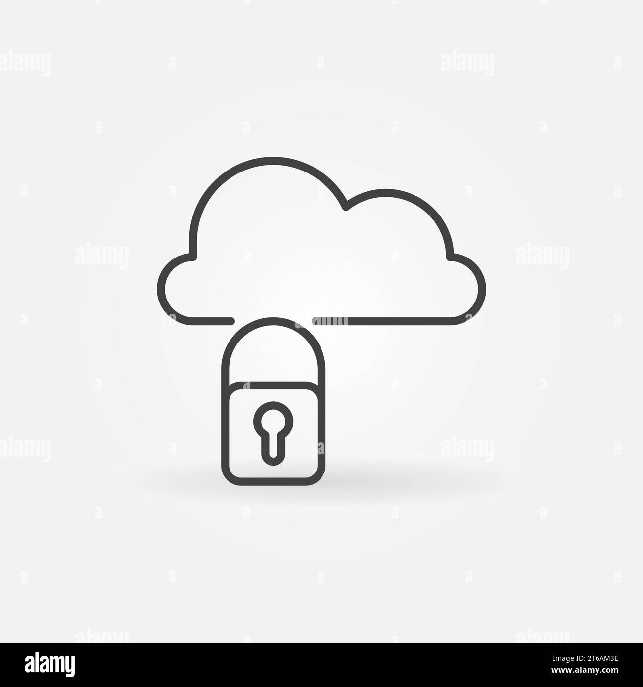 Cloud with Padlock line icon. Vector Cloud Computer Storage with lock concept outline symbol ...