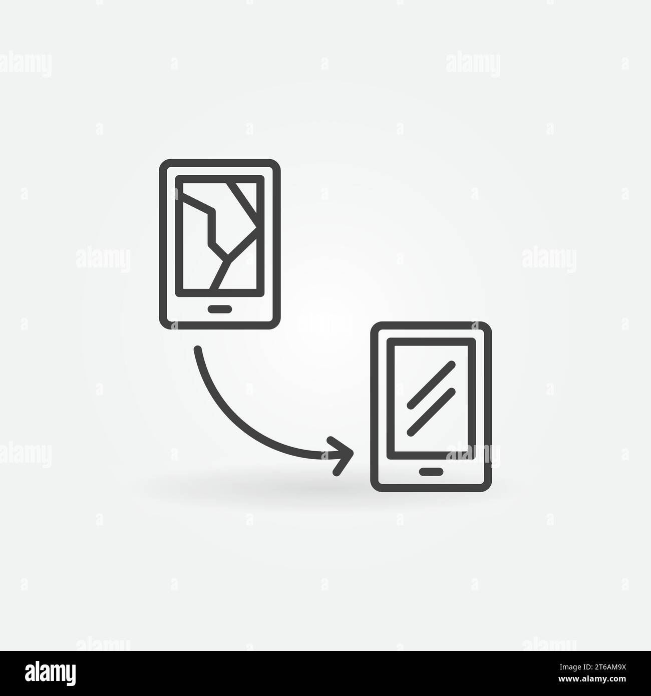Smartphone Broken Display Replacement vector concept outline icon or ...