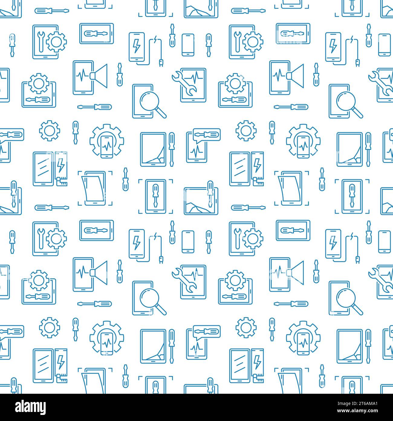 Smartphone and Tablet Repair vector concept linear seamless pattern Stock Vector Image & Art - Alamy