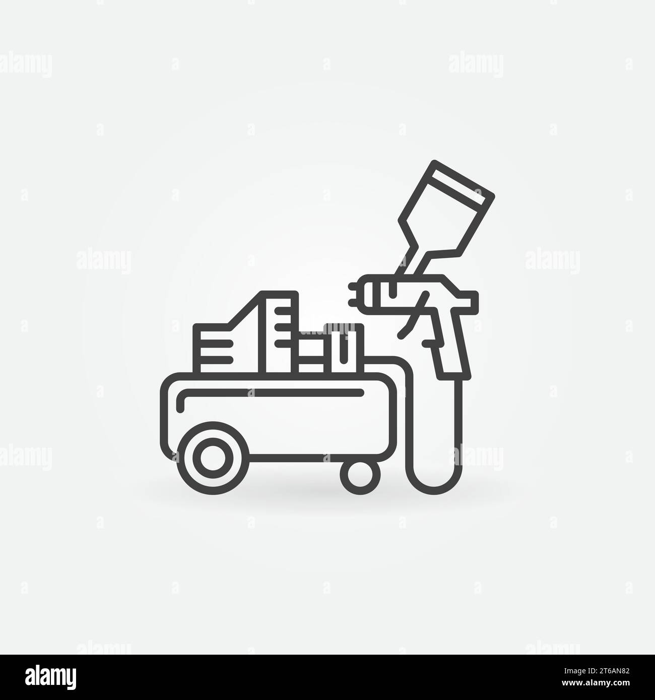 Air Compressor with Car Paint Spray Gun outline vector concept icon or ...