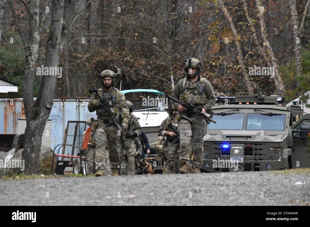 Helmetta, United States. 09th Nov, 2023. FBI agents sweep the property ...