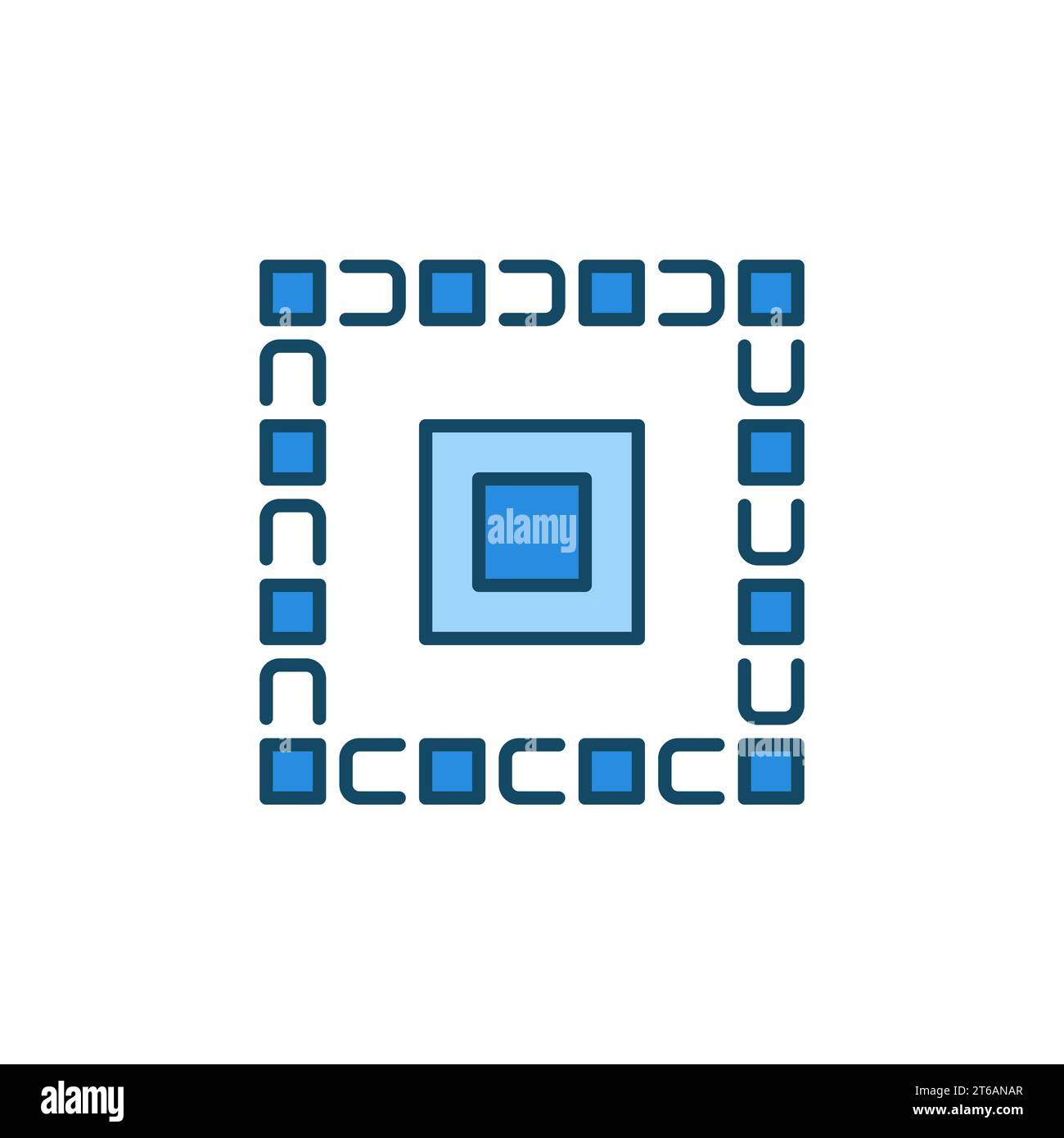 Blockchain Technology vector concept modern blue square icon or logo ...