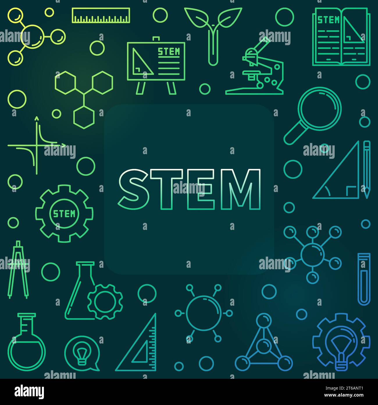 Stem Concept Outline Colored Frame Vector Science Technology Engineering And Mathematics