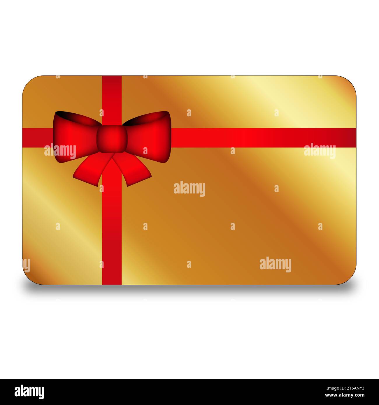 Golden gift card with ribbon and red bow Stock Photo - Alamy