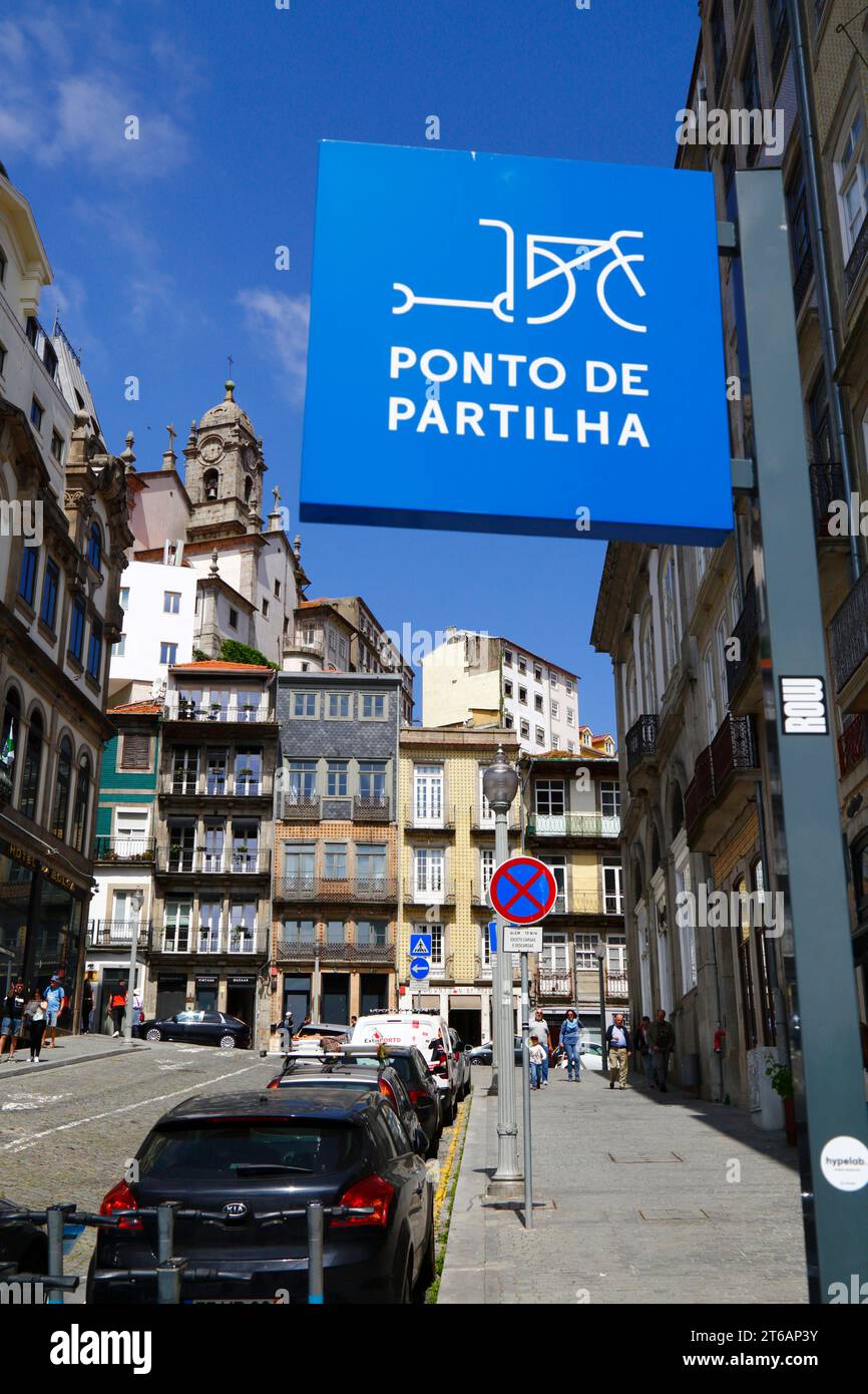 Electric scooter sharing point sign on Rua de Ferreira Borges, Igreja ...