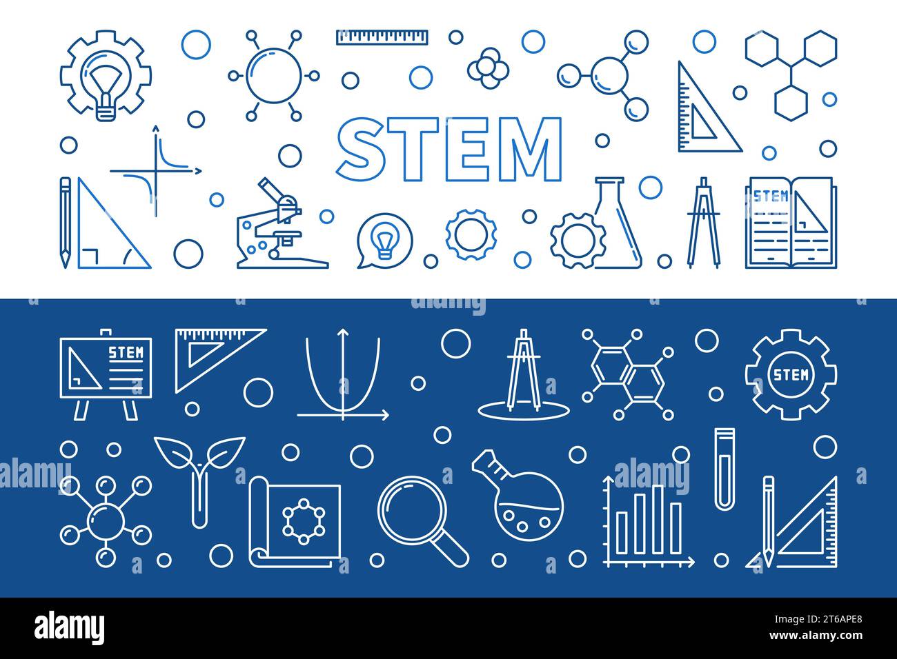 Set of 2 STEM vector concept outline horizontal banners Stock Vector ...