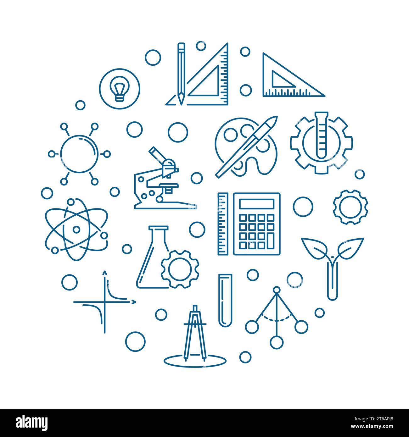 STEAM vector concept blue minimal round illustration in thin line style ...