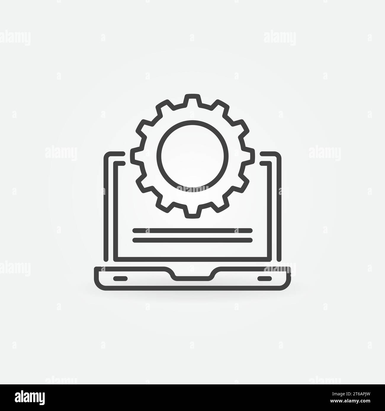 Laptop with Gear Wheel line icon. Computer Settings vector concept ...