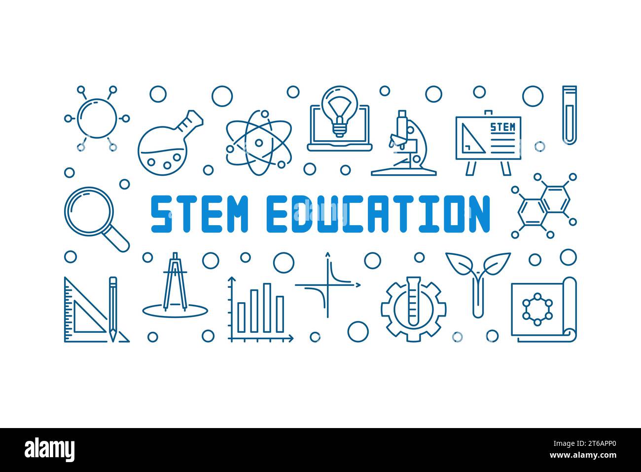 STEM Education vector concept outline horizontal illustration or banner ...