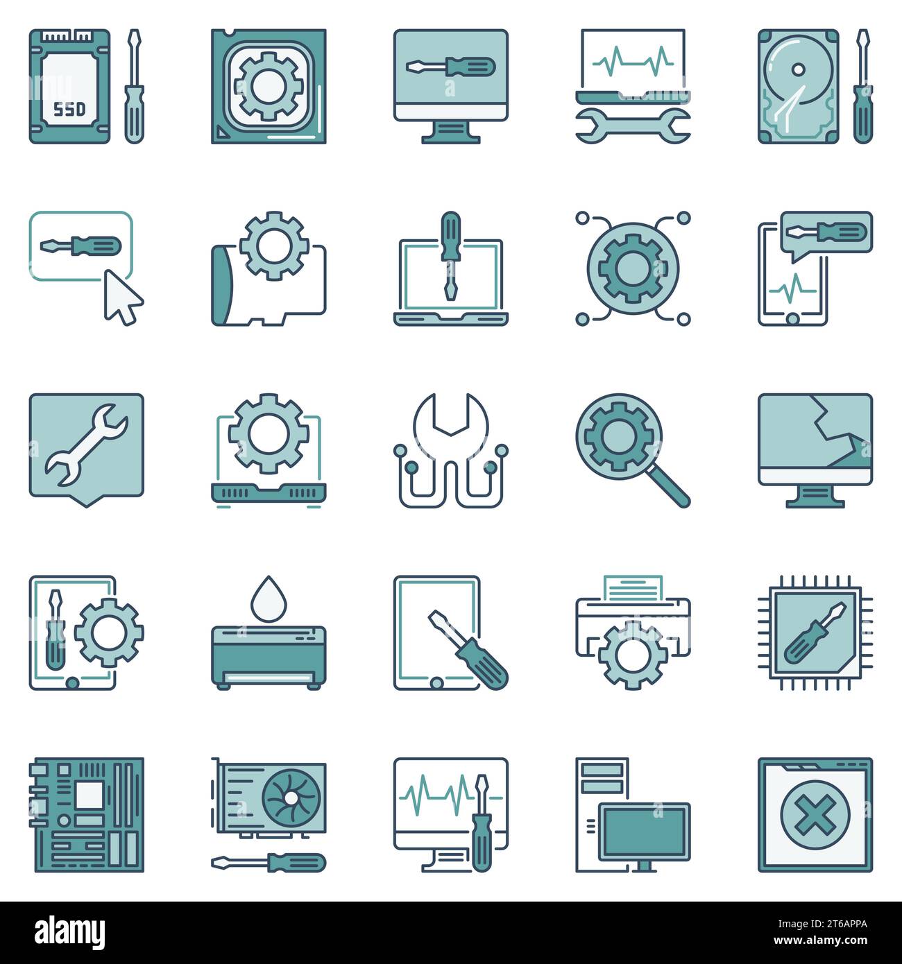 Computer Repair and Maintenance vector creative icons or design ...