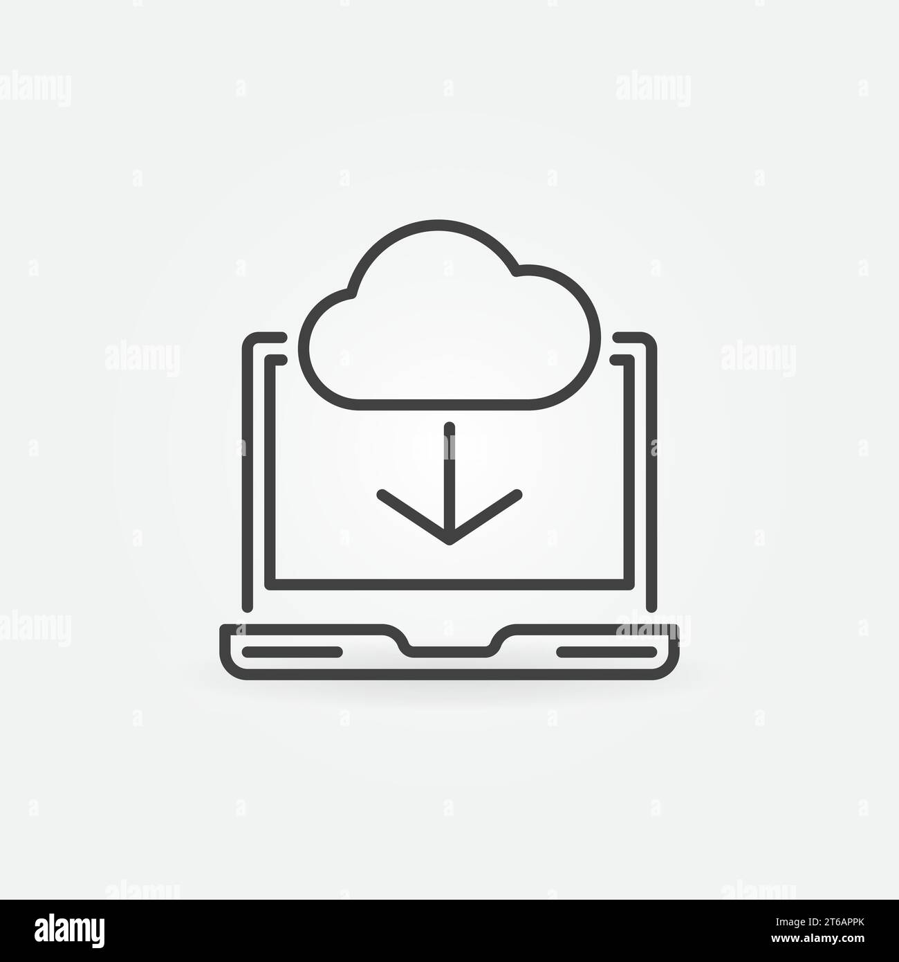 Laptop with Cloud vector concept linear icon. Cloud Gaming minimal sign ...