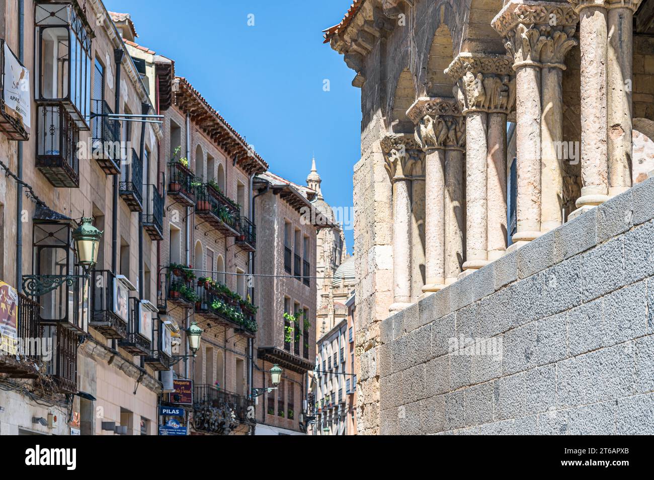 SEGOVIA, SPAIN - AUGUST 14, 2022: Urban scene, view of streets in the ...