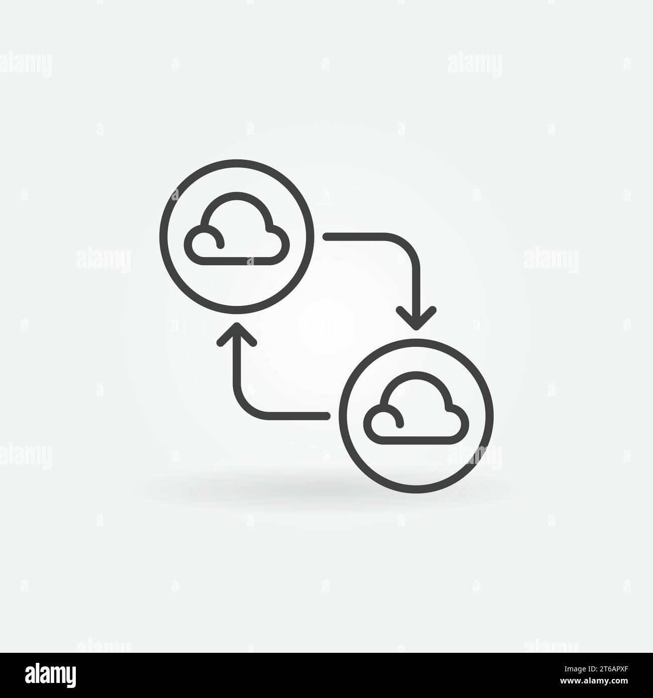 Clouds connected with arrows line icon. Vector Cloud Computing outline ...