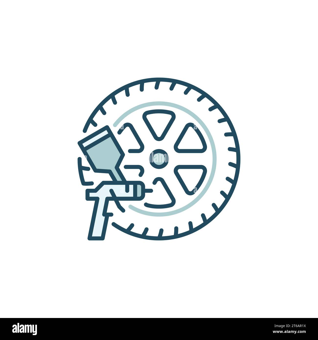 Car Wheel and Paint Spray Gun vector concept colored icon or sign Stock ...