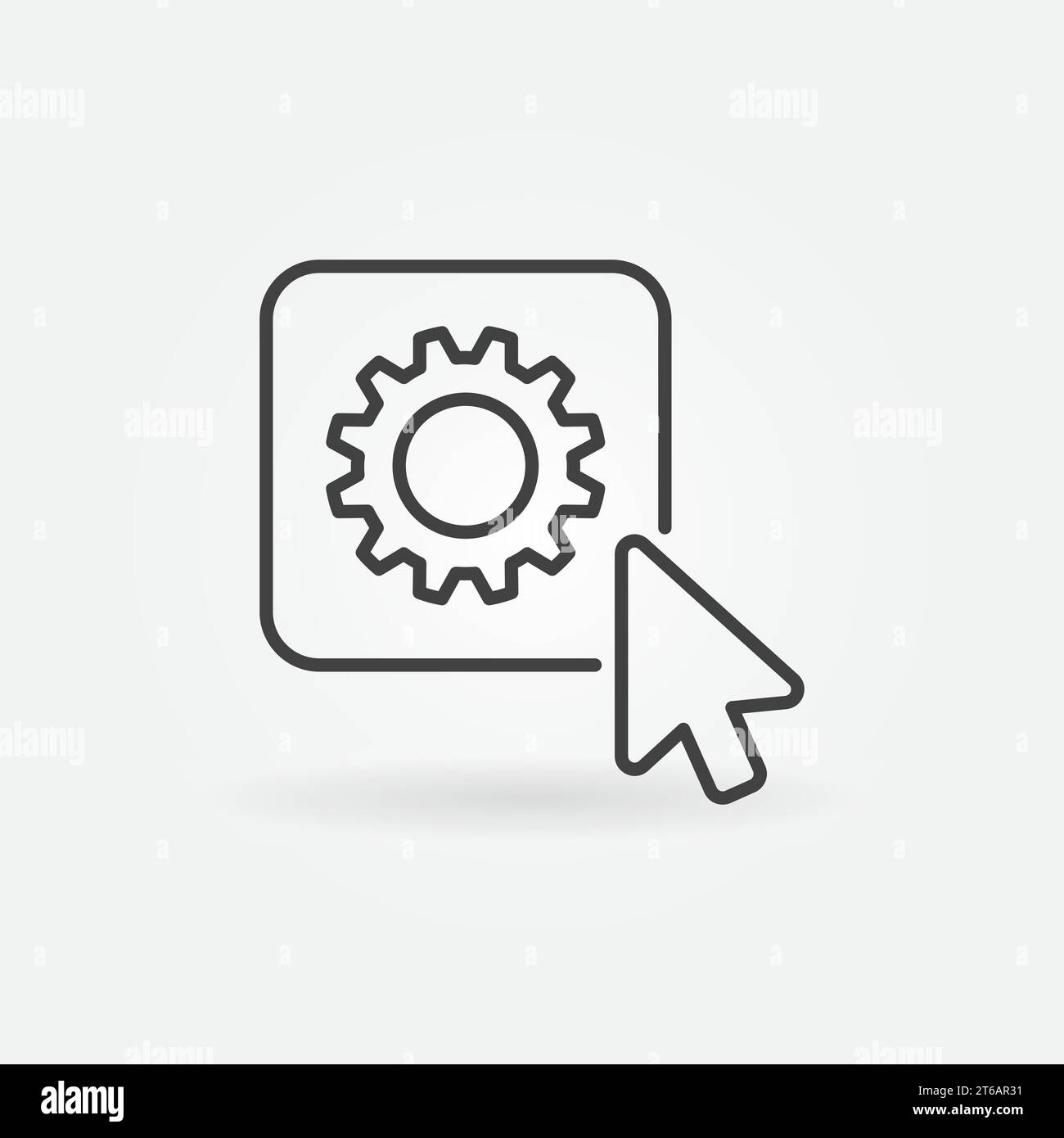 Mouse Cursor on Buttor with Gear linear vector concept icon or symbol Stock Vector Image & Art ...