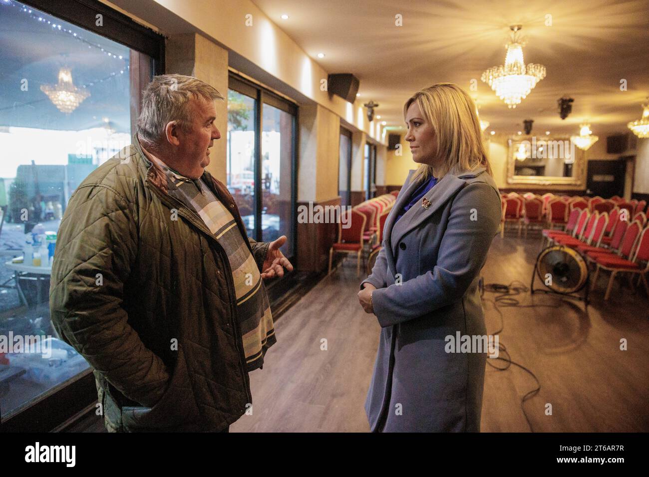 Publican Bartley Murphy Speaks With Dup Mla Diane Forsythe At His Bar