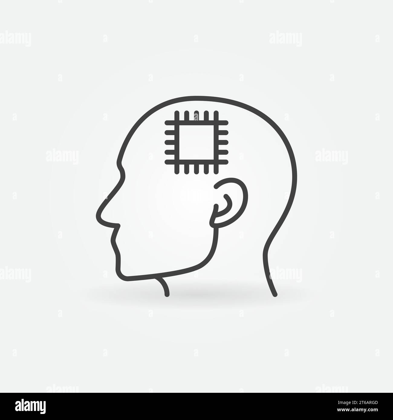 Head with Chip or Processor line icon. Cyborg or robot vector concept ... Head with Chip or Processor line icon. Cyborg or robot vector concept ...