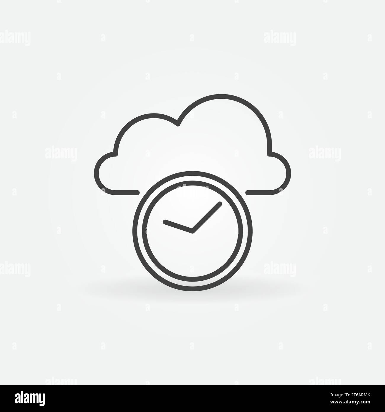 Cloud with Clock or time vector concept icon or symbol in thin line ...
