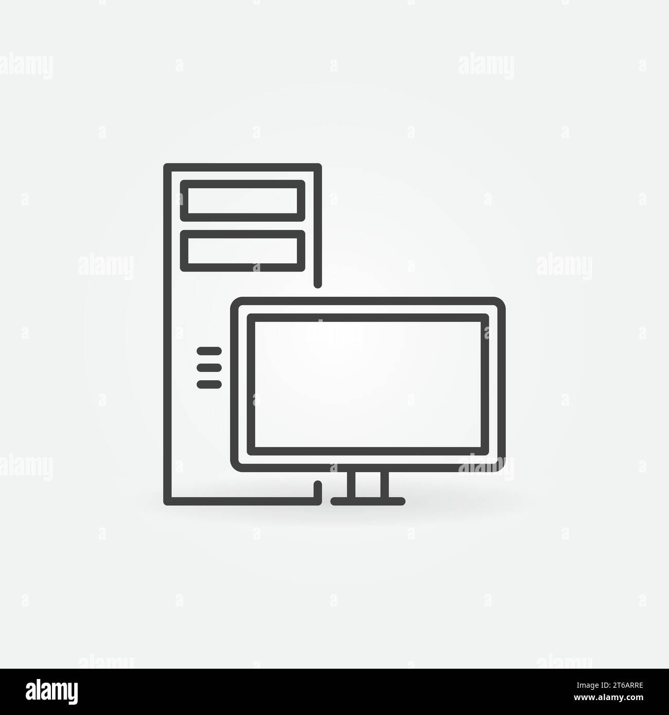 PC or Desktop Computer vector concept minimal icon or sign in outline ...