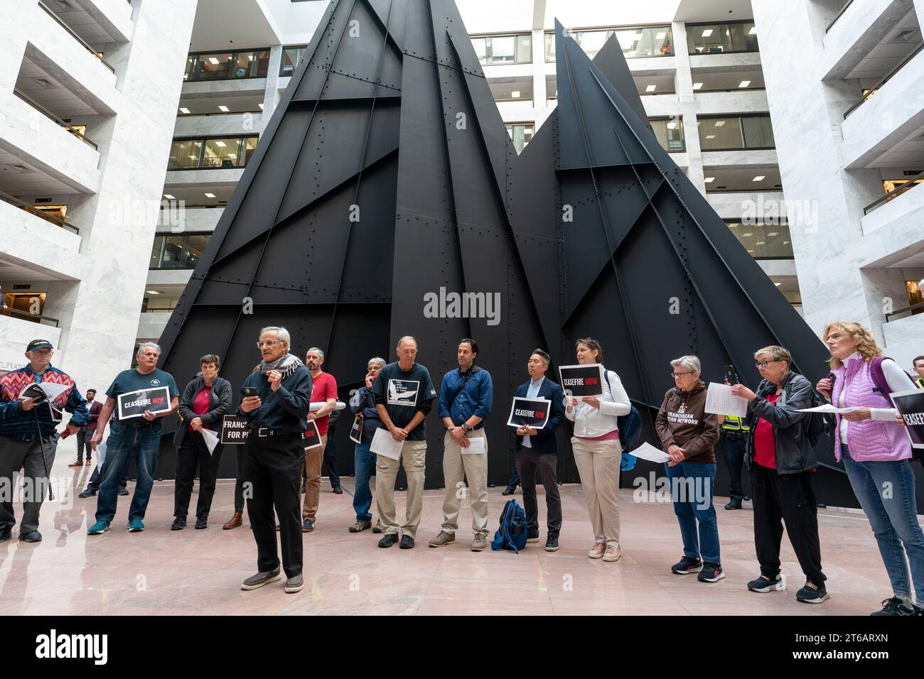 Activists protest Israel's war with Hamas, in the Hart Senate Office ...