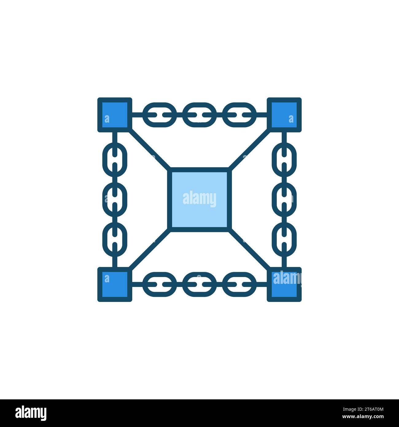Block-Chain Technology blue icon. Blocks connected with Chain vector concept colored symbol ...