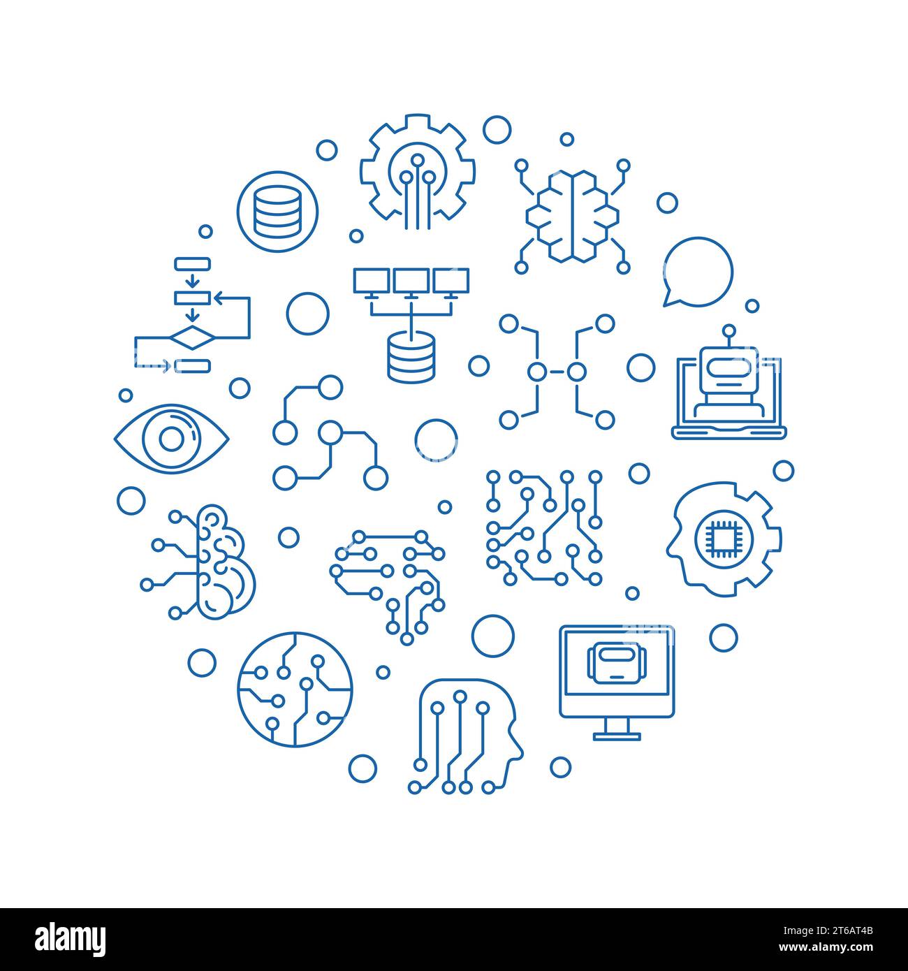 Artificial and Machine Intelligence concept vector circular line ...