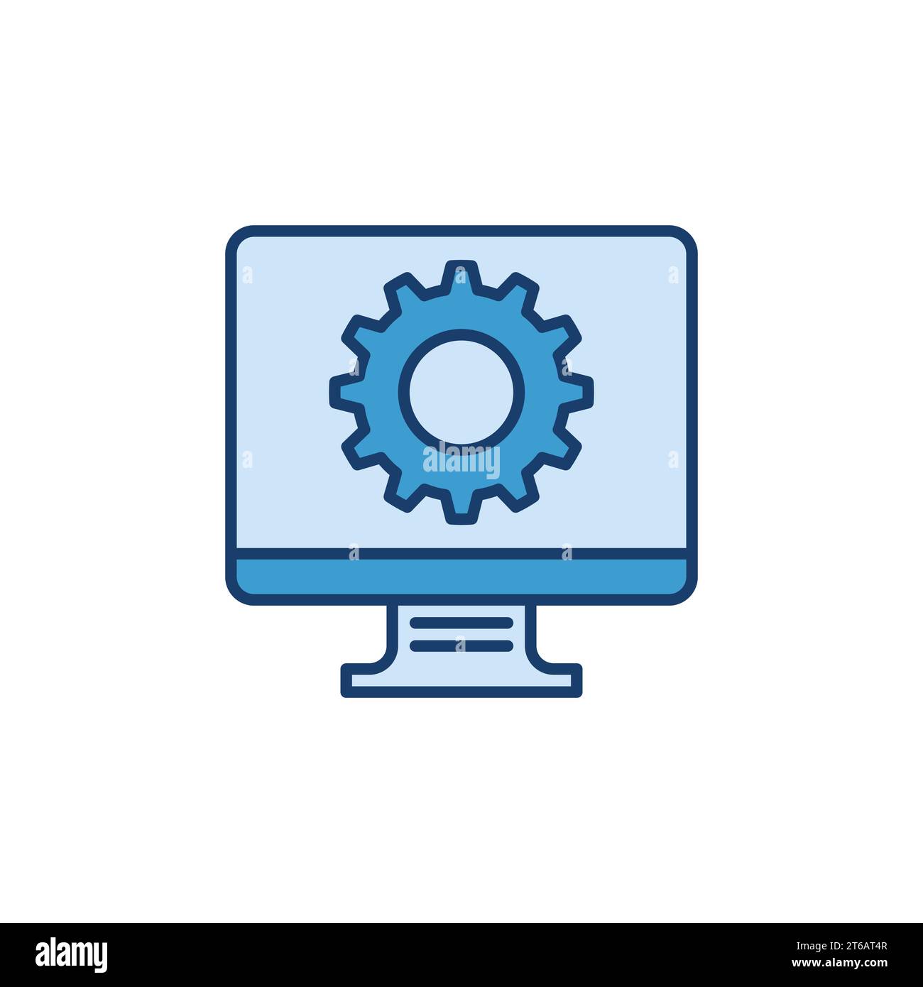 Computer with Cog Wheel icon - PC Service or Settings vector concept ...