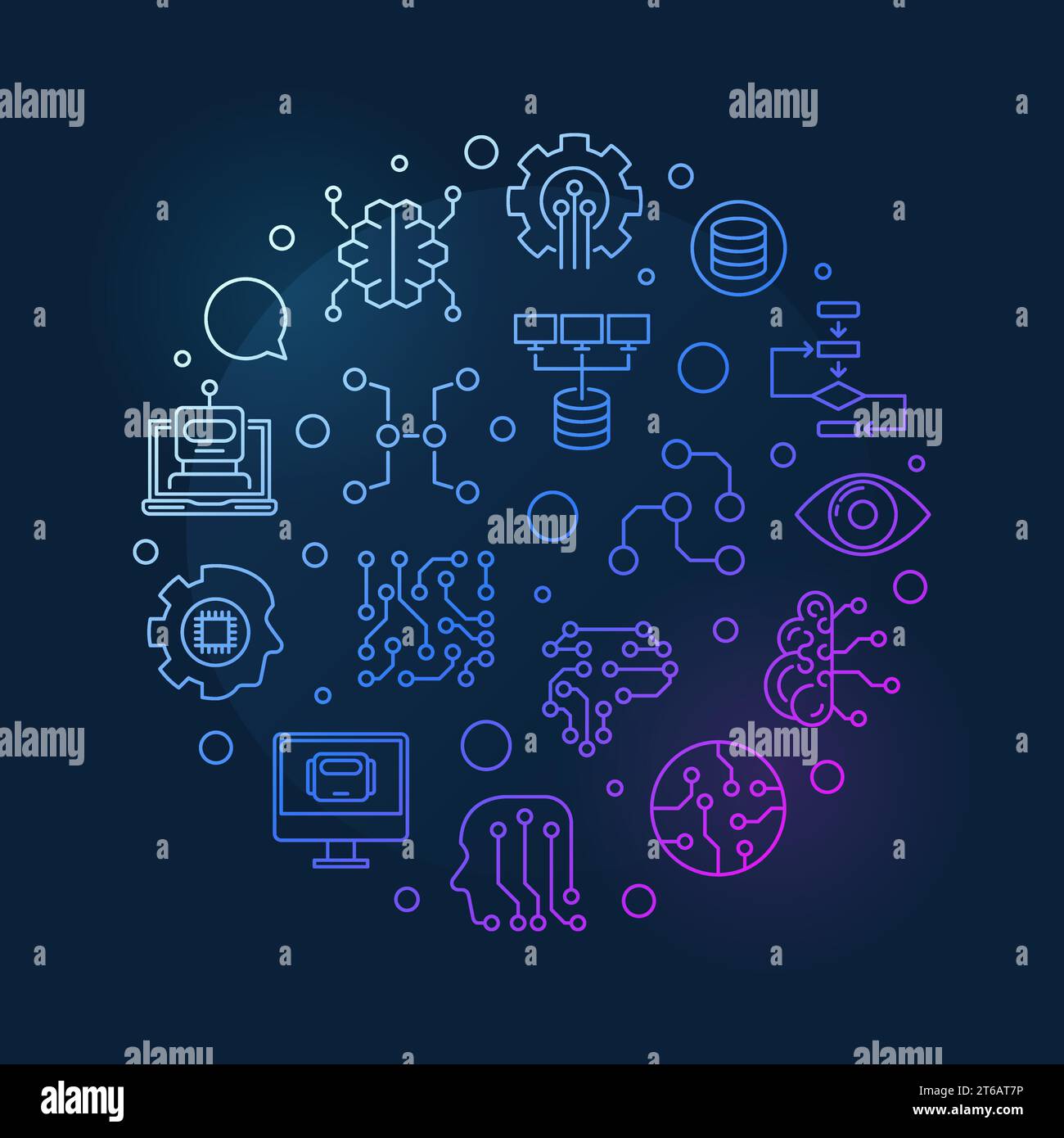 Artificial Intelligence and Machine Learning concept vector colorful ...