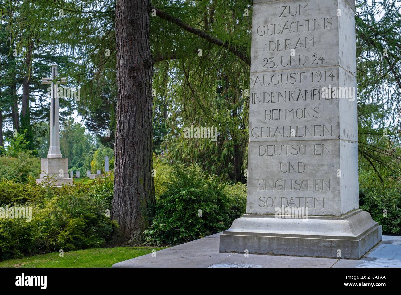German WWI memorial at the St. Symphorien Military Cemetery, First ...