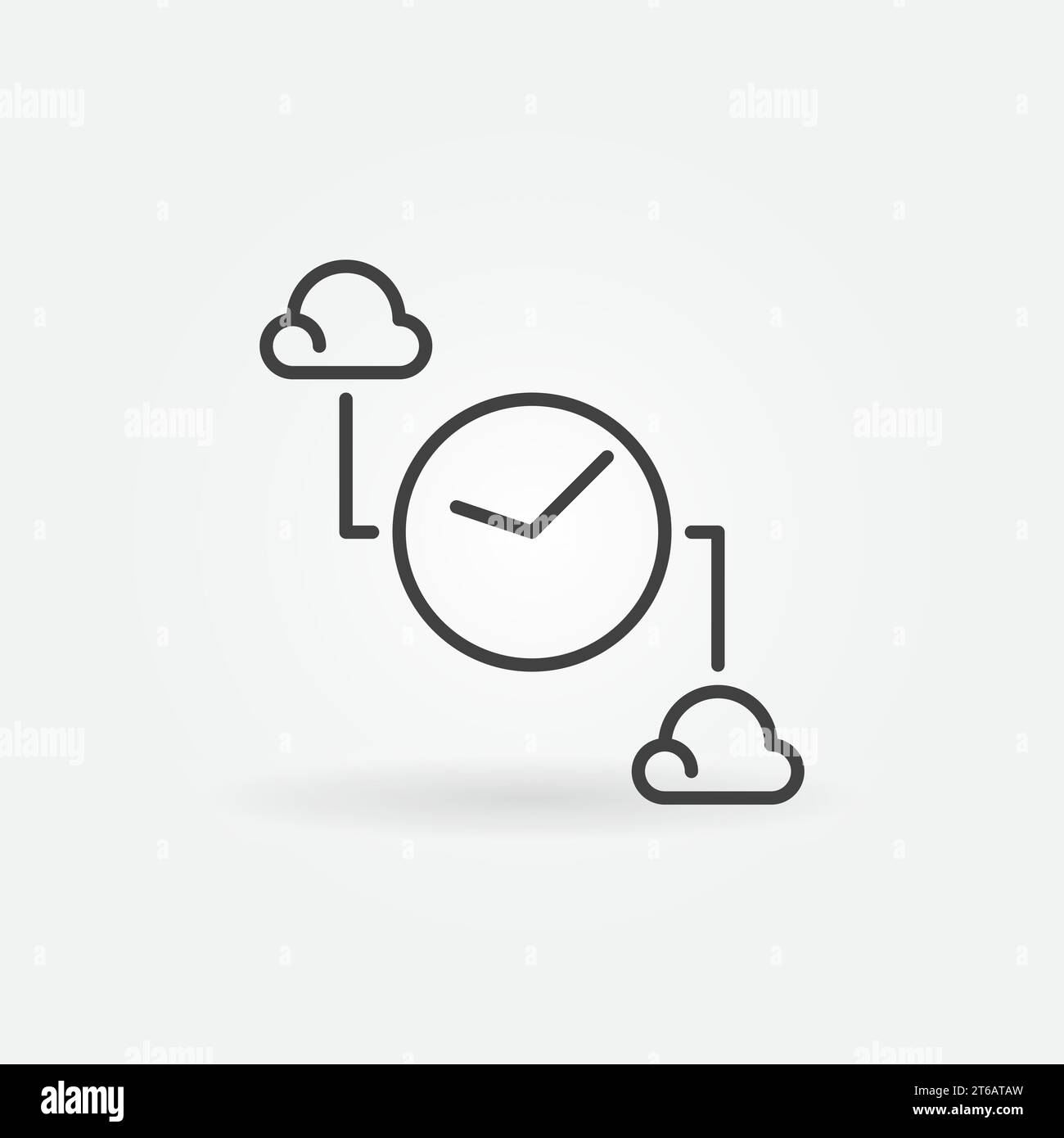 Clouds with Clock outline icon. Vector Cloud Computing concept symbol ...