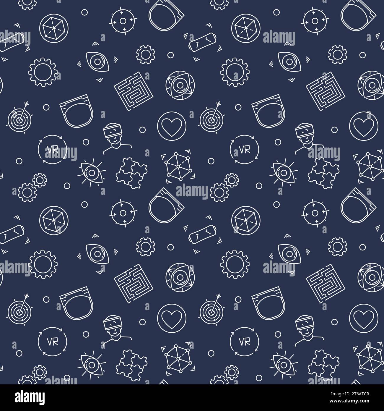 Virtual Reality - VR vector concept seamless pattern in thin line style ...