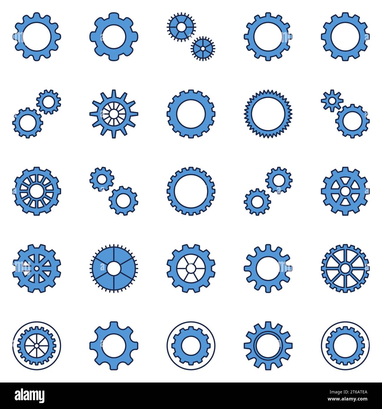 Cog Wheel and Gear blue icons collection - vector gearwheel concept ...