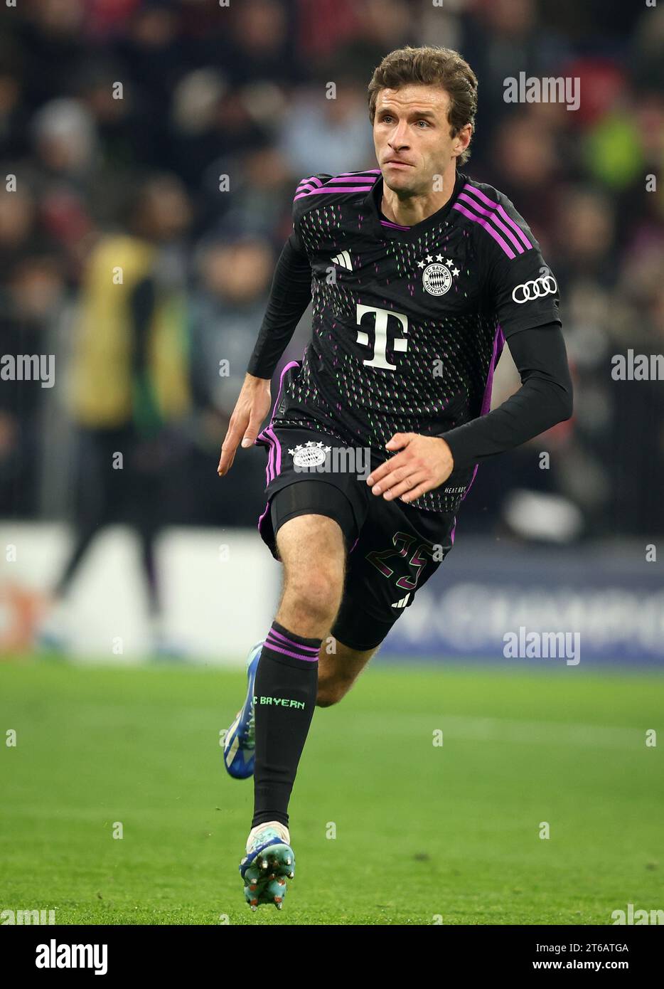 Thomas Mueller of Bayern Muenchen MUNICH, GERMANY - NOVEMBER 08: UEFA Champions League match ...
