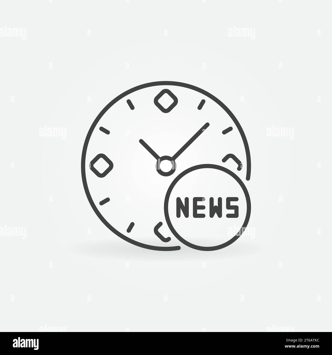 Clock with News sign vector concept icon or symbol in thin line style ...