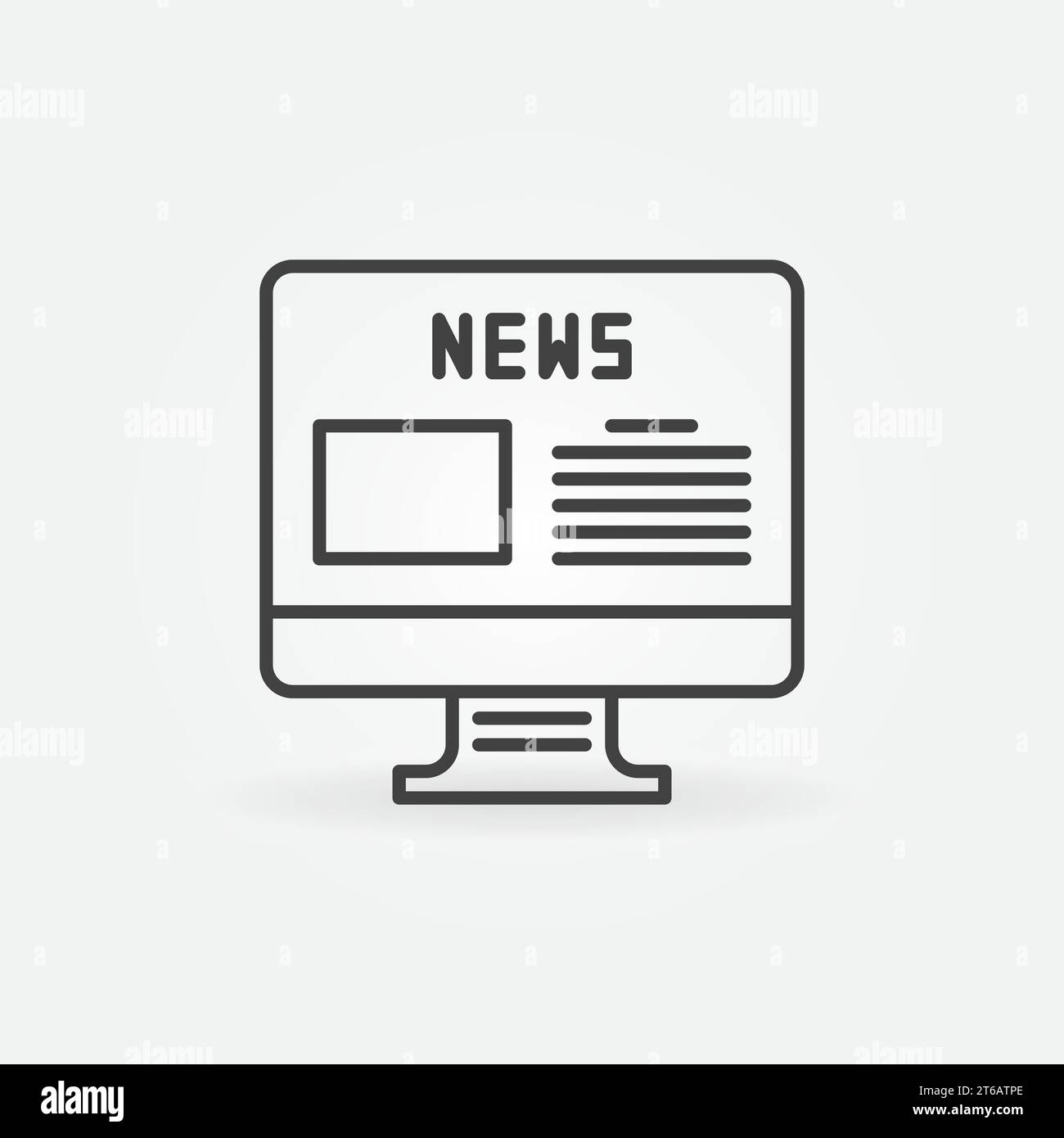 Computer with News page vector concept icon or symbol in thin line ...