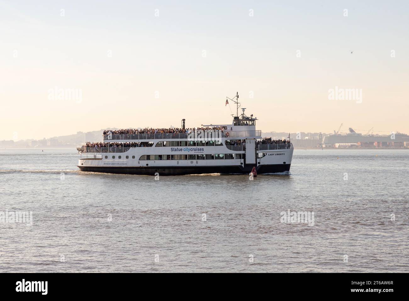 Statue Cruises passenger ferry Lady Liberty. Transporting tourists to ...