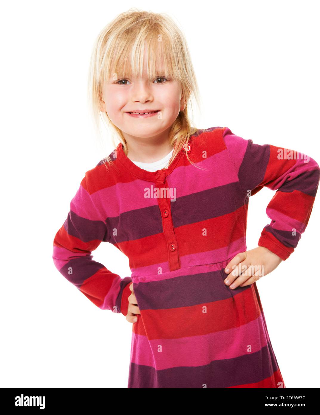 Confident, child and portrait of girl with fashion, style and smile in ...