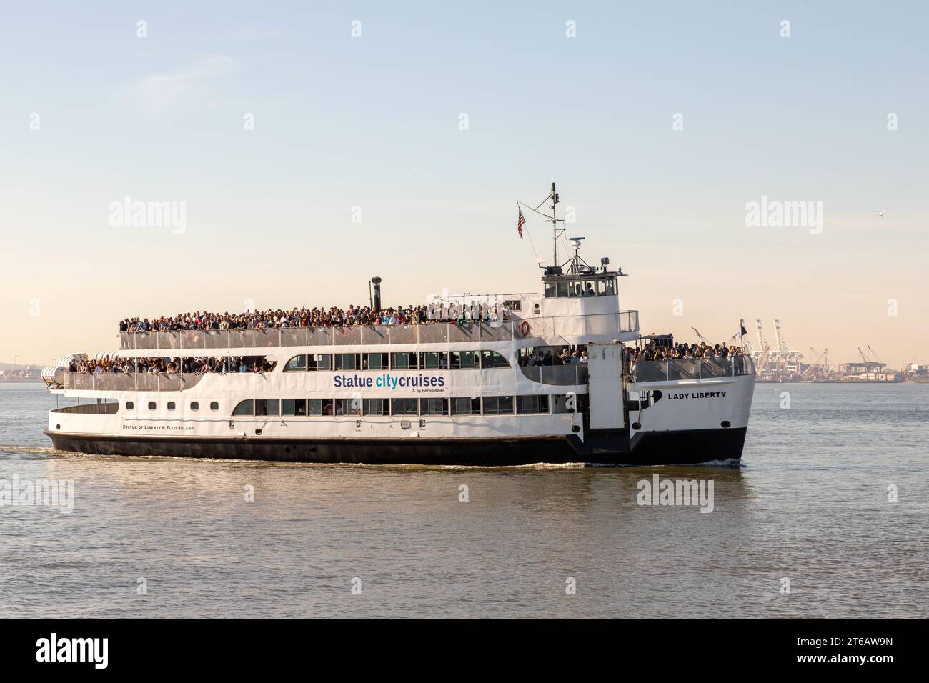 Statue Cruises passenger ferry Lady Liberty. Transporting tourists to ...