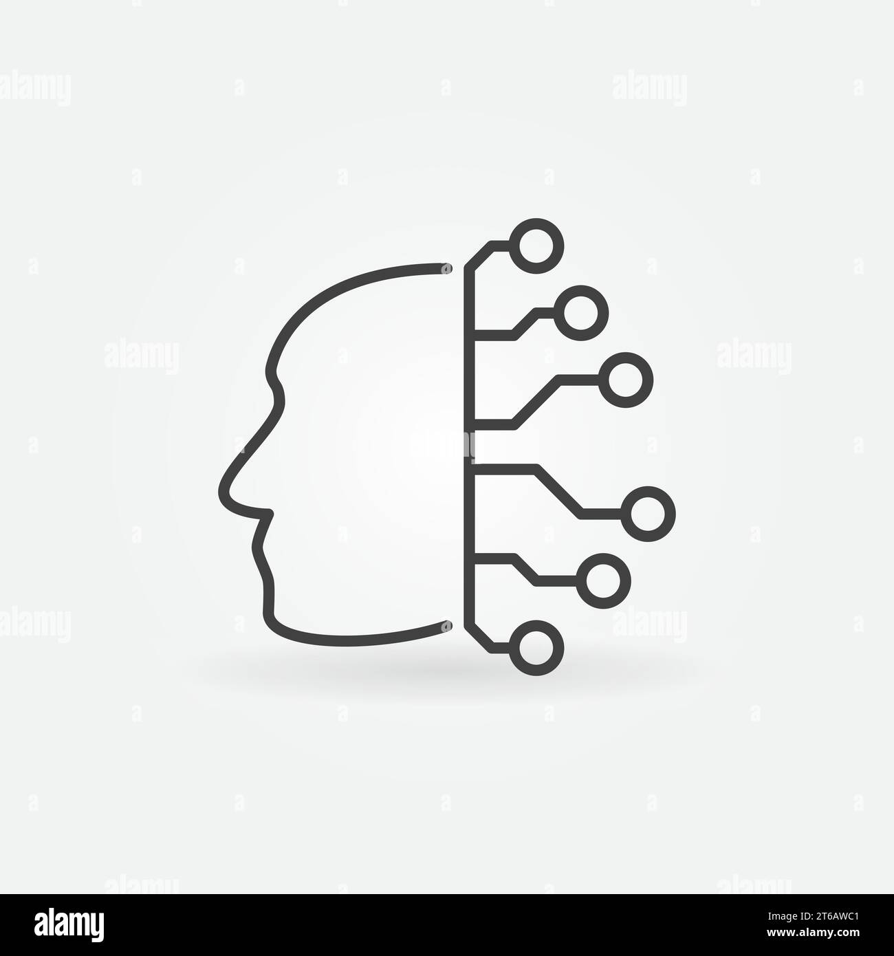 Head with Circuits vector Artificial intelligence concept icon or sign in outline style Stock ...