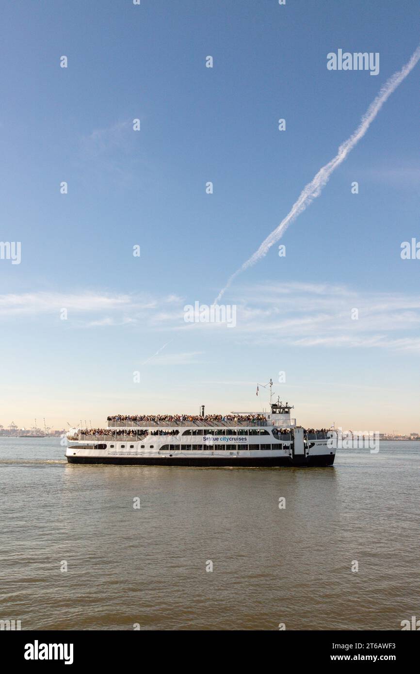 Statue Cruises passenger ferry Lady Liberty. Transporting tourists to ...